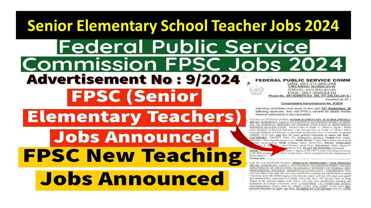 Senior Elementary School Teacher Jobs 2024 - Govt Teaching job openings